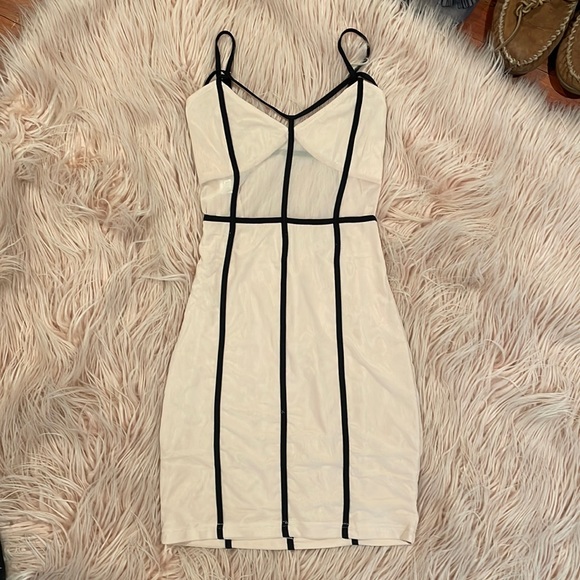 Dresses | Cream And Black See Through Body Con Dress | Poshmark